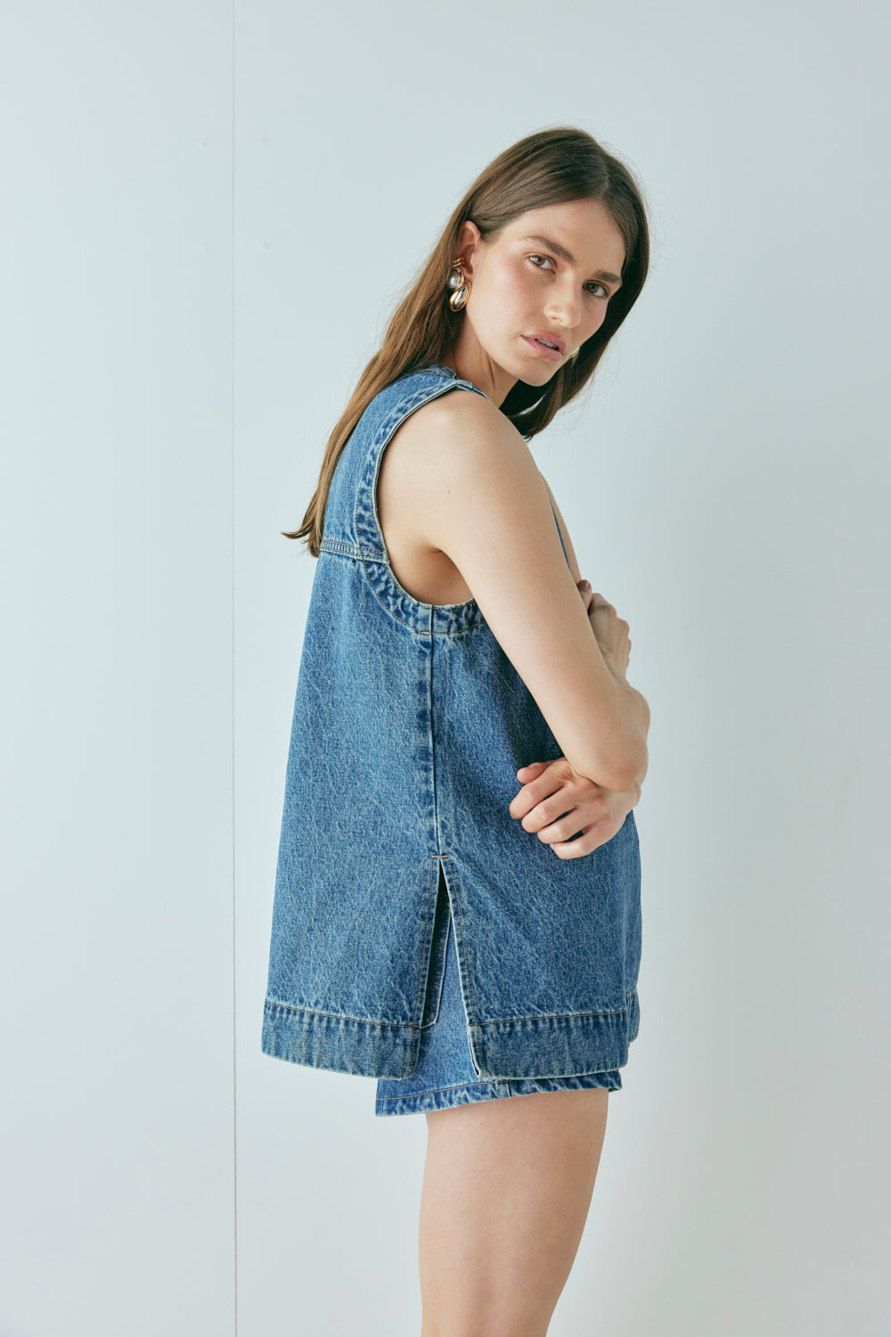 Muni Denim Tunic Top Blue – VRG GRL