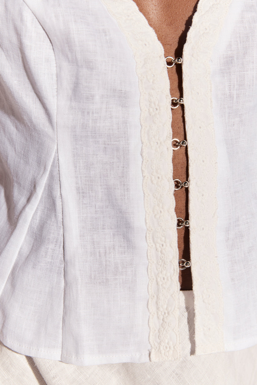 Allegra Linen Top White – VRG GRL