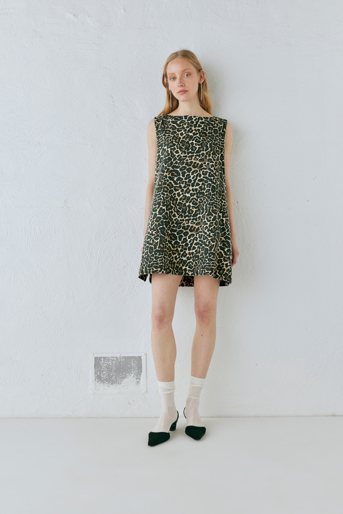 Zia Denim Mini Dress Leopard – VRG GRL