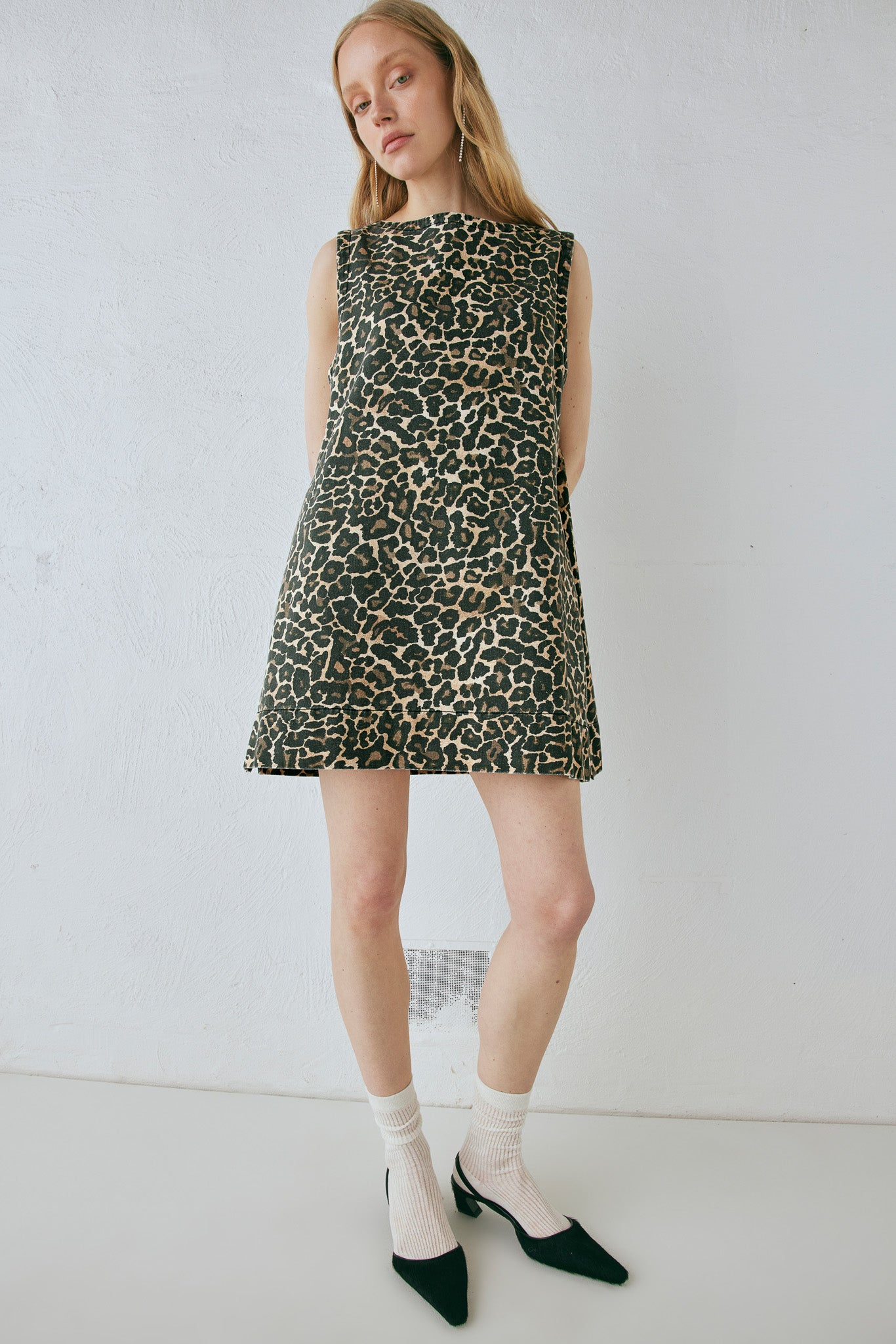 Zia Denim Mini Dress Leopard – VRG GRL