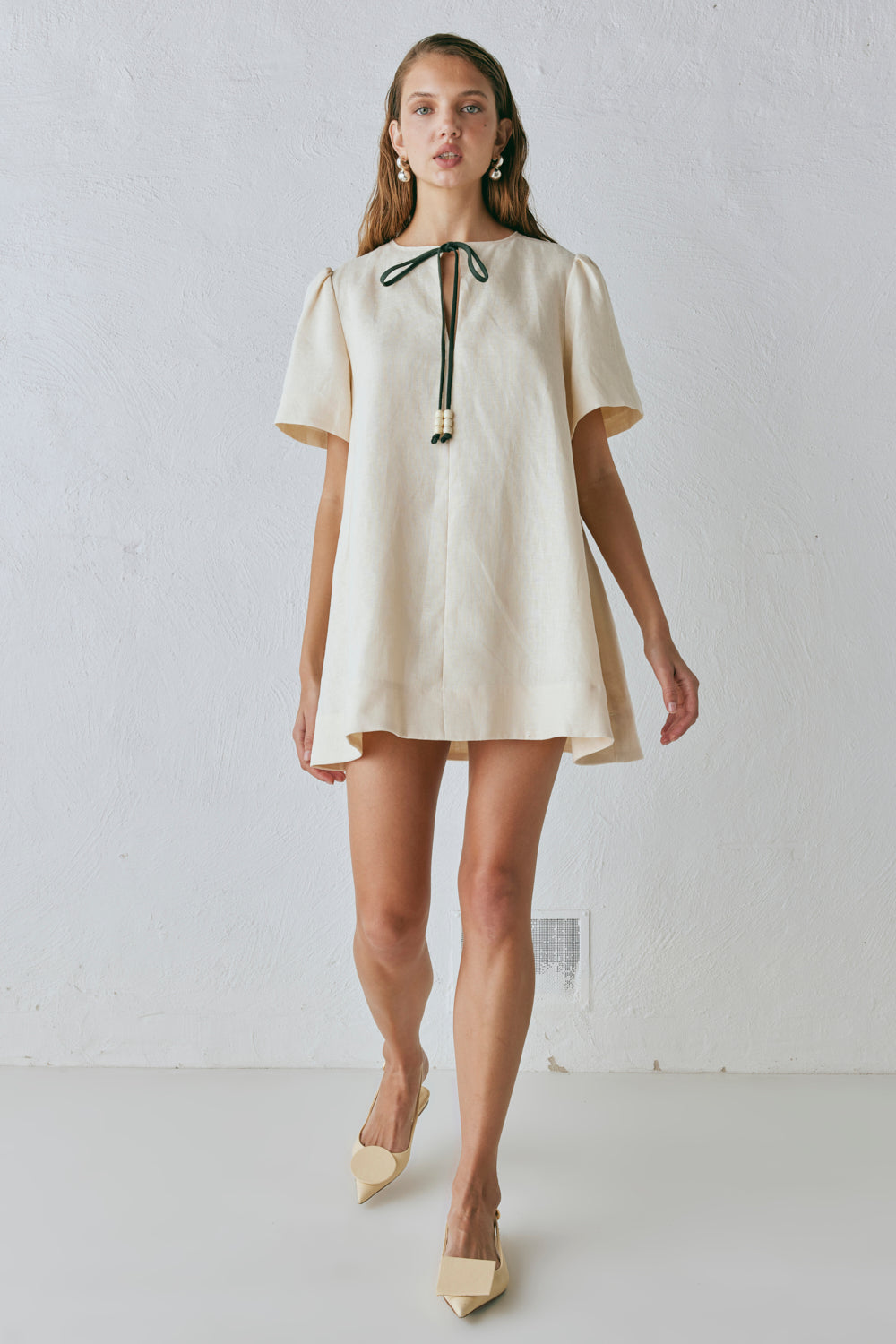 Olsen Linen Mini Dress Cream – VRG GRL