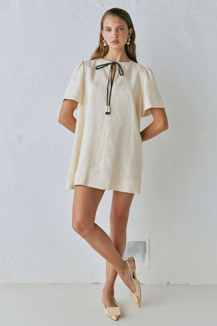 Olsen Linen Mini Dress Cream – VRG GRL