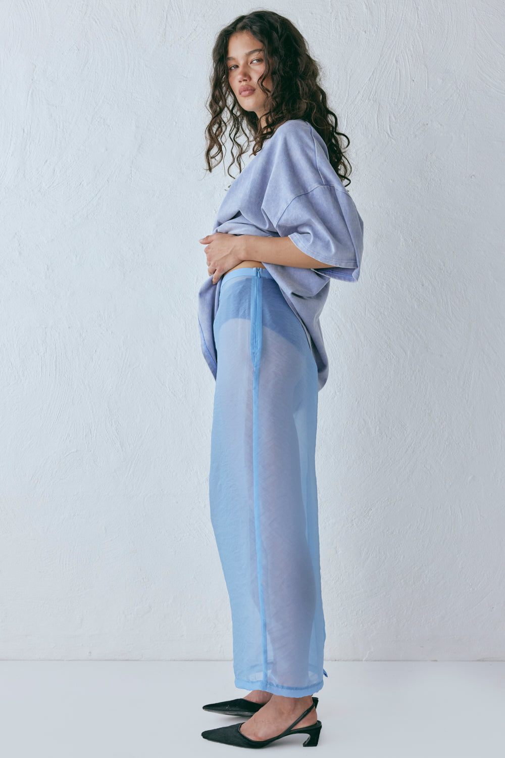 Devyn Sheer Midi Skirt Powder Blue – VRG GRL