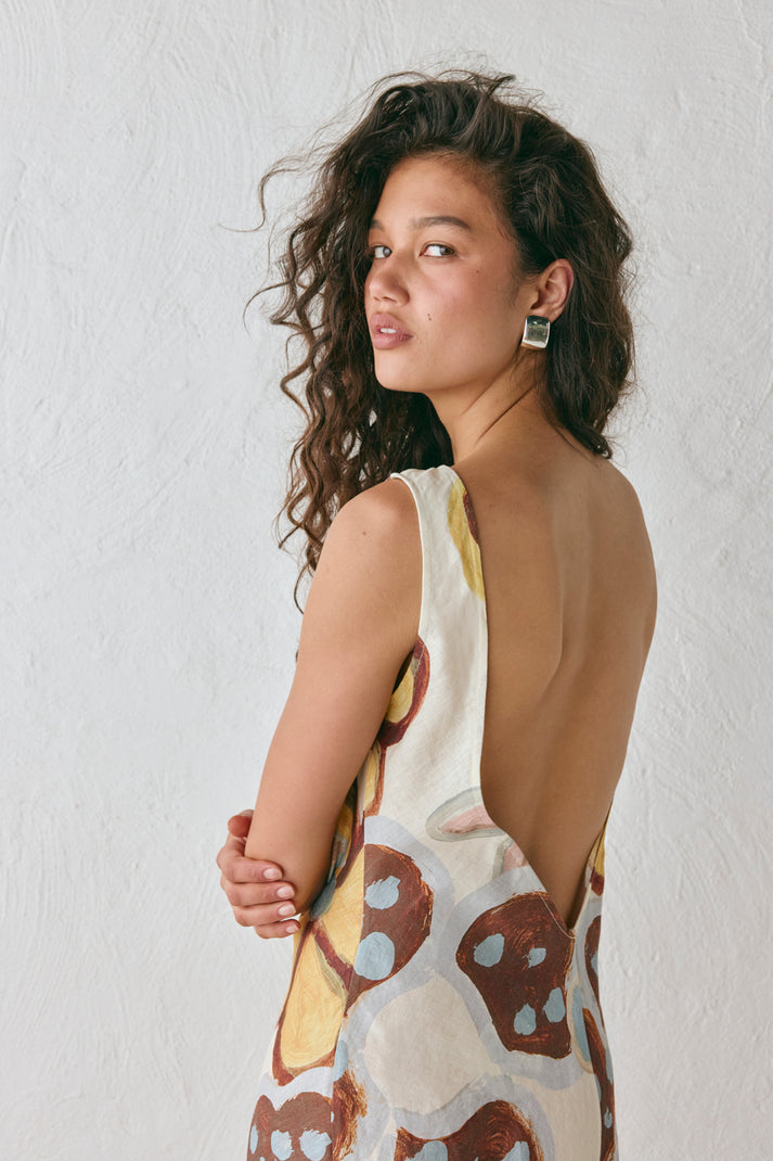 Art Of Bloom Linen Bias Cut Maxi Dress Flower – VRG GRL