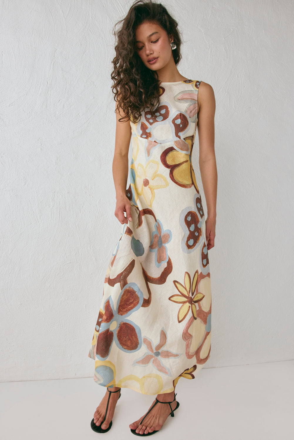 Art Of Bloom Linen Bias Cut Maxi Dress Flower – VRG GRL