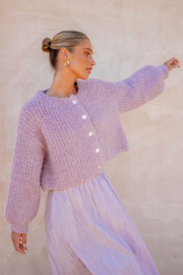 Elsie Knit Cardigan Lilac – VRG GRL